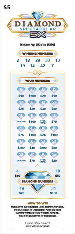 NJ Lottery | $5 Diamond Spectacular 5X